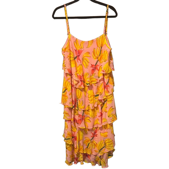 FARM Rio | Dresses | Farm Rio Banana Yellow And Orange Ruffled Tiered ...